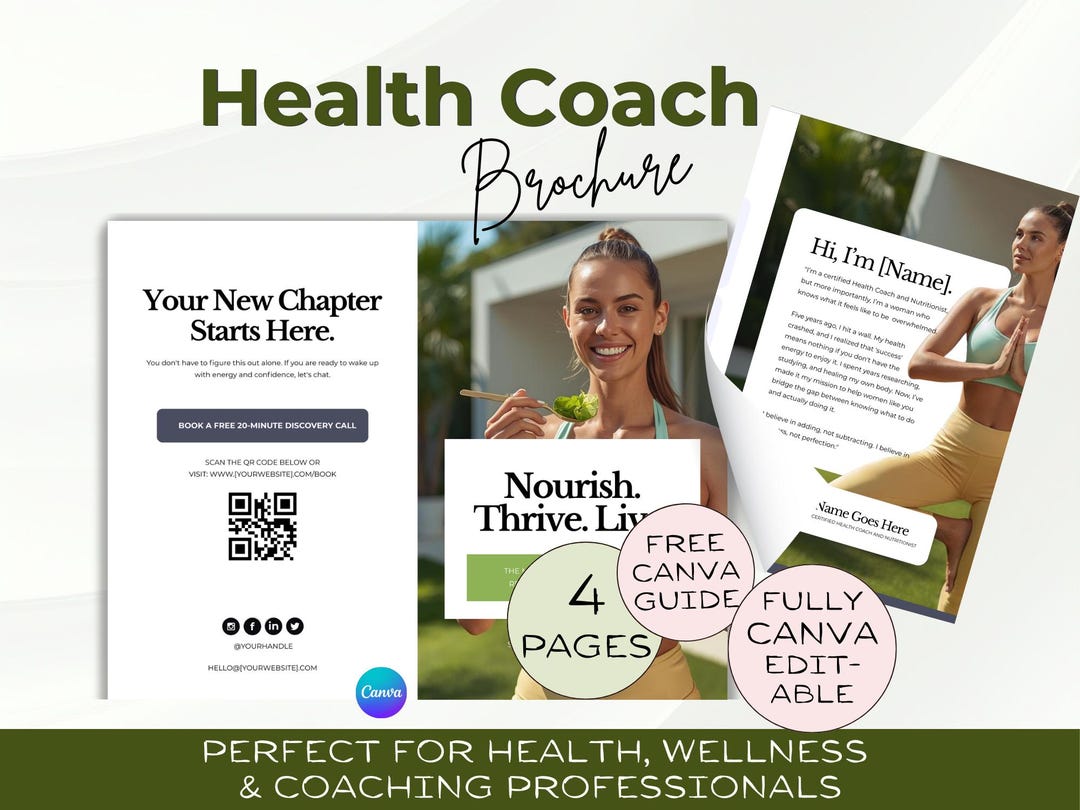 Health Coach Brochure - Editable Canva Coaching Promotion Template ...