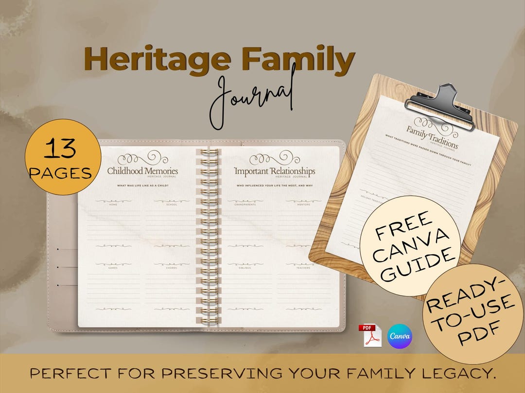 Heritage Family Journal – Editable Canva Template & Printable PDF ...