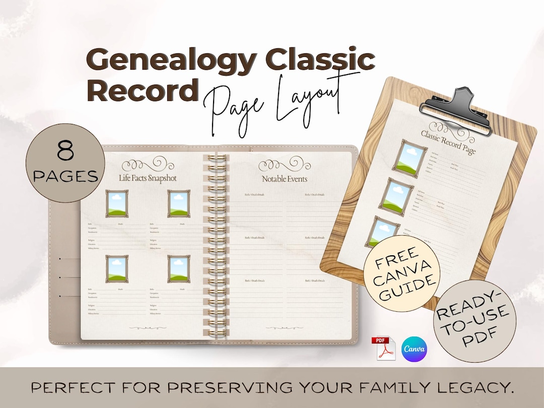 Family History Book Printable - Editable Genealogy Record Template ...
