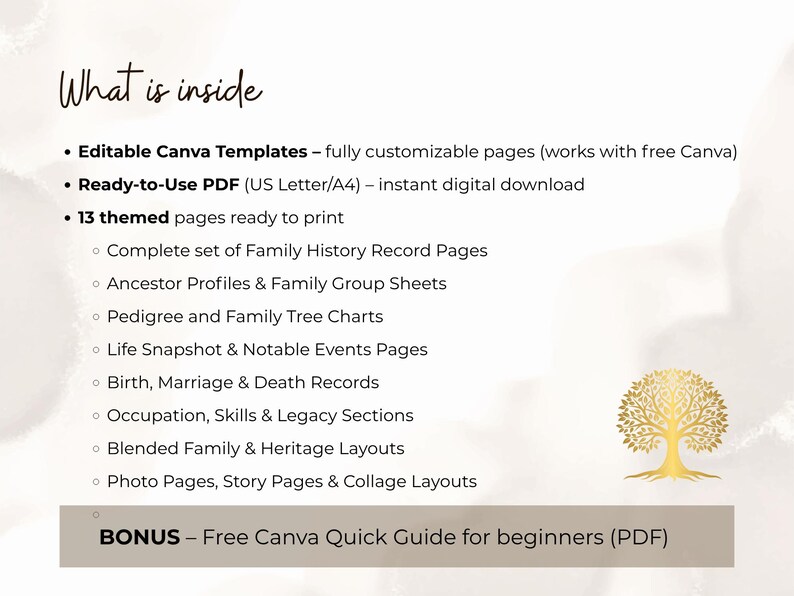 Family History Book Printable - Editable Genealogy Record Template ...