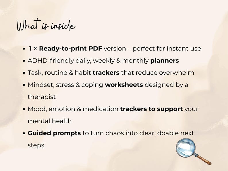 ADHD Planner Printable – Mental Health Workbook, Habit Tracker (PDF ...