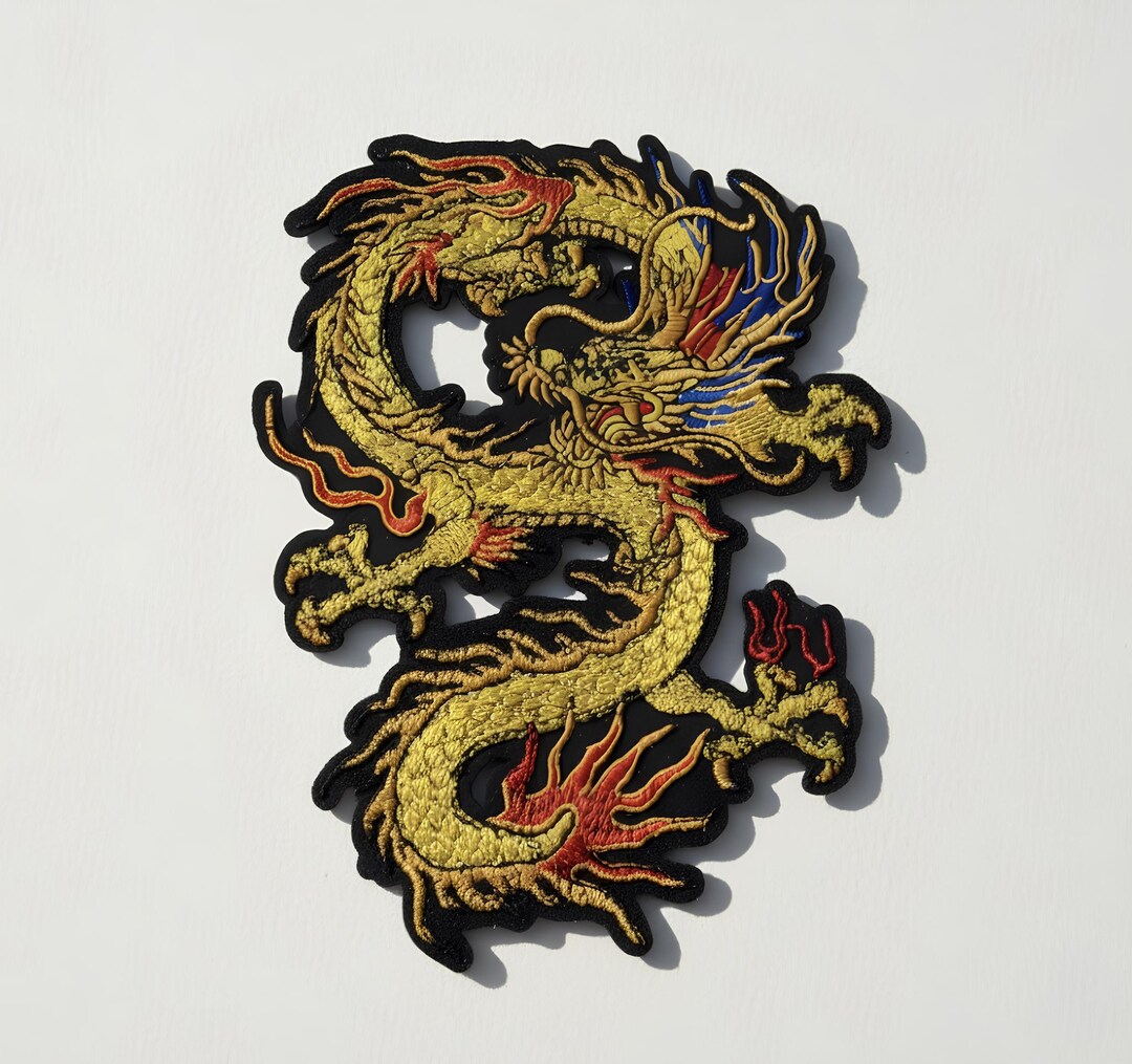 Gold Embroidered Dragon Patch • Large Iron-on Emblem - Etsy