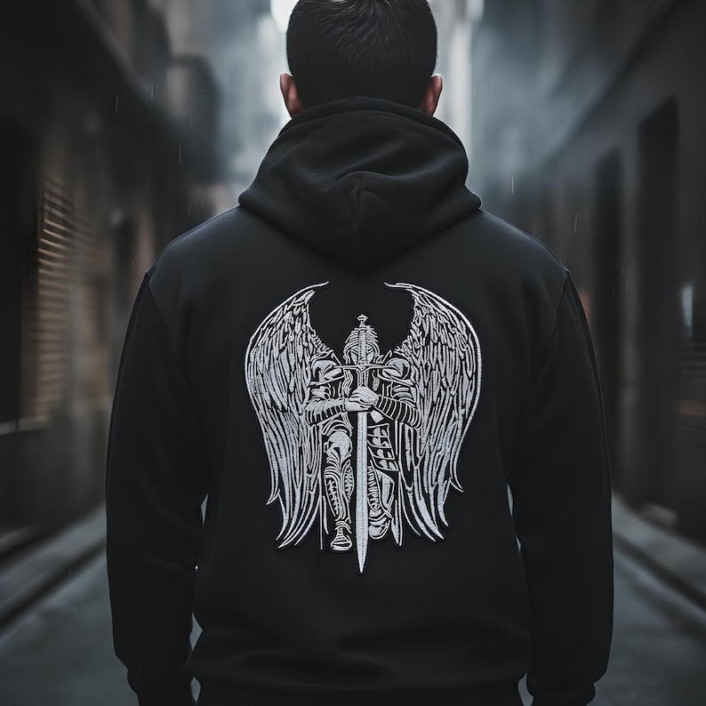Large Angel Knight Embroidered Patch – Gothic Biker Jacket Vest Iron-on ...