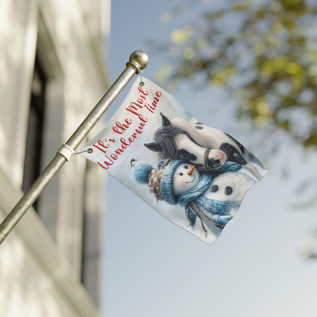 Snowman and Horse Double Sided Flag | Winter Holiday Porch Banner - Etsy