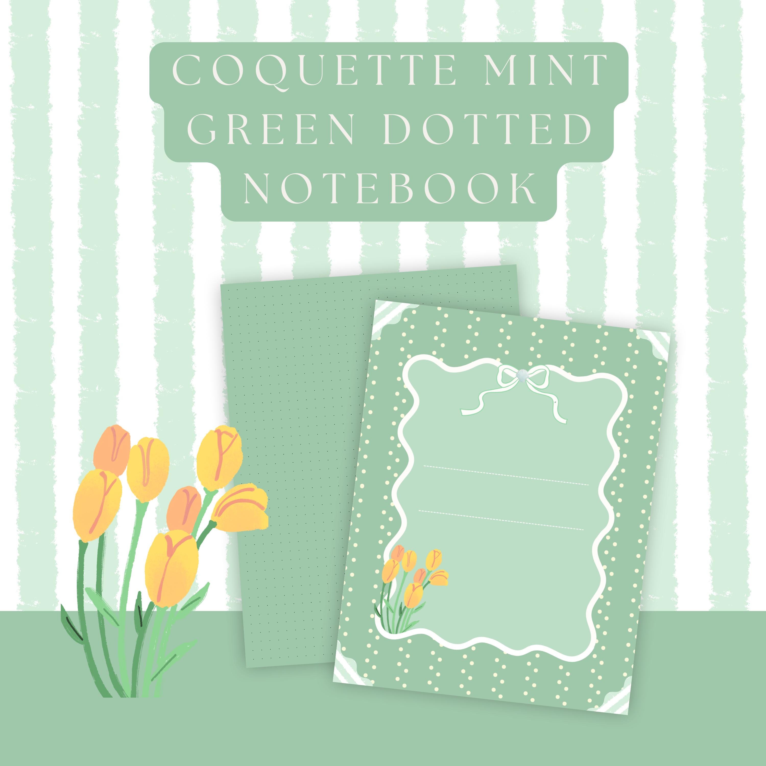 Coquette Mint Green Floral Journal: Printable Polka Dot Notebook (PDF ...