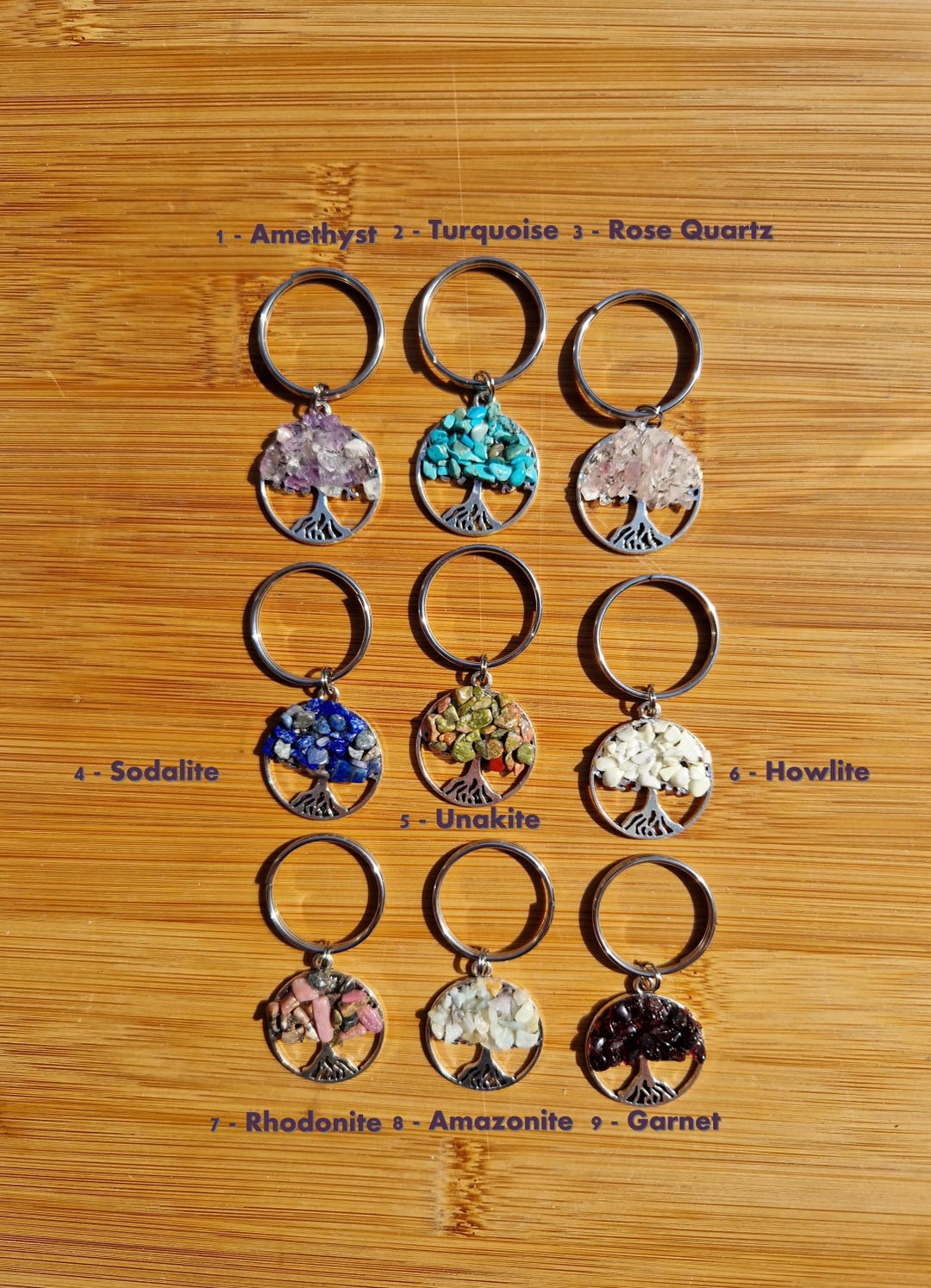 Stone Chip Tree of Life Keyring With or Without Bead Charm - Etsy
