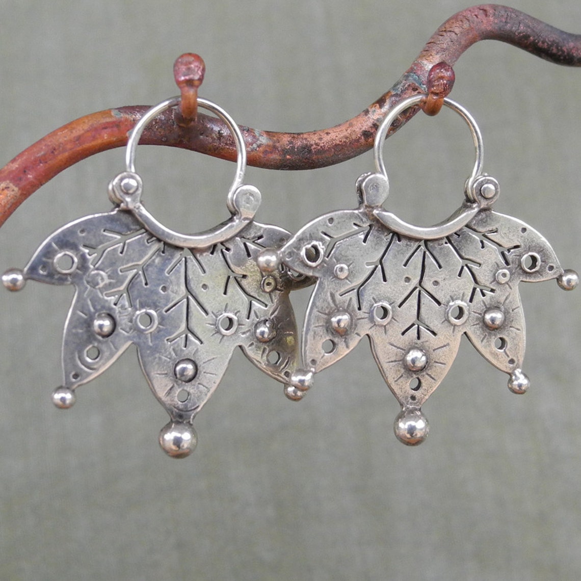 Jester Earrings Hoop Style Sterling Silver - Etsy