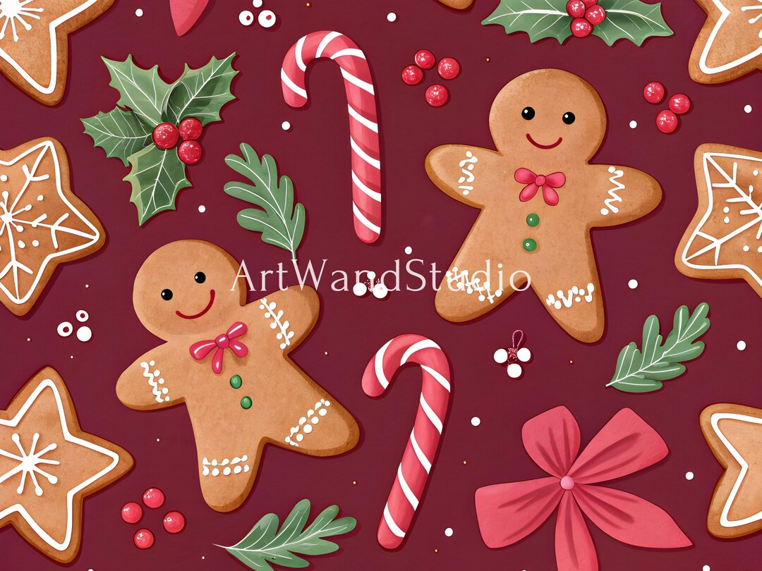 Christmas Gingerbread Seamless Pattern: Festive Holiday Digital Paper ...