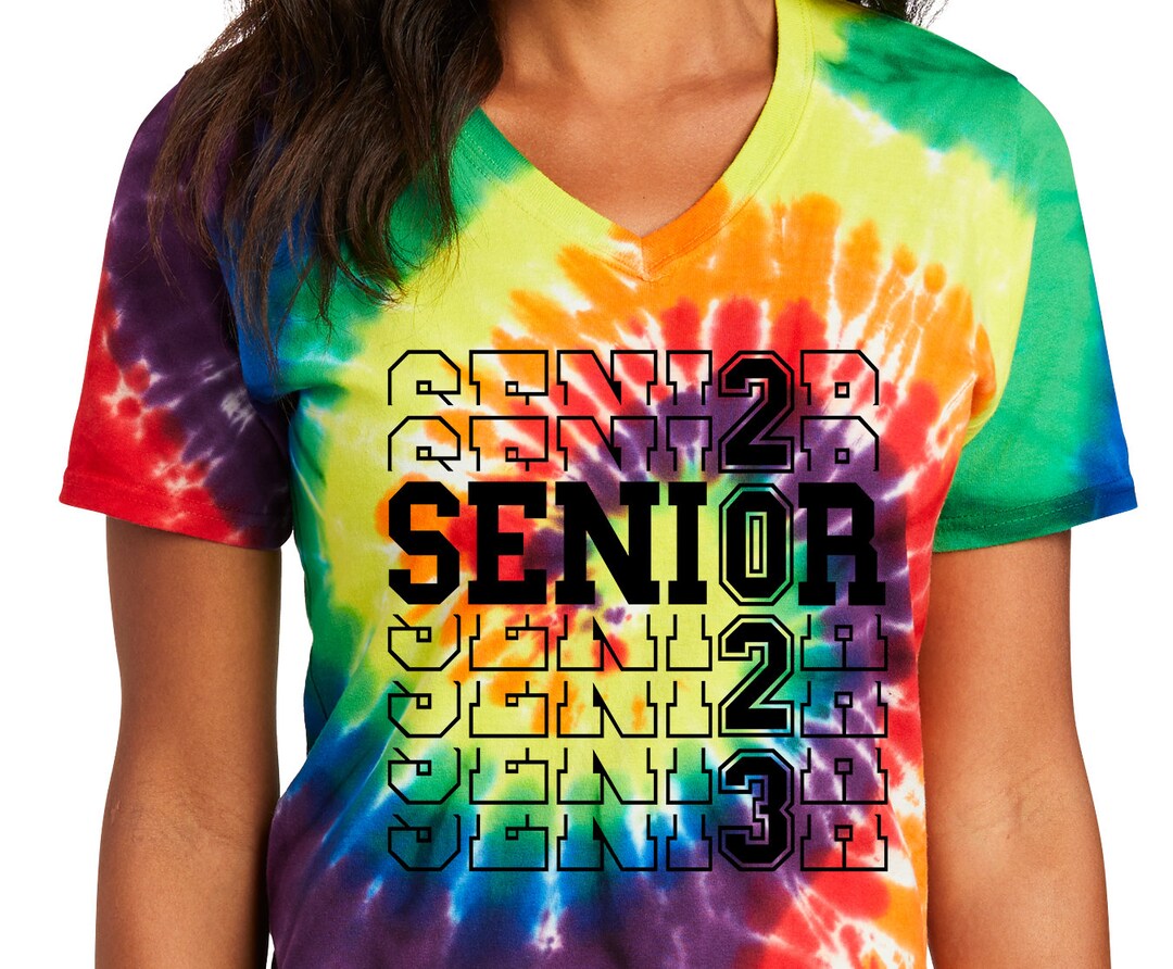 Senior Class of 2023 Tie-dye Graduation V-neck T-shirt for High School ...