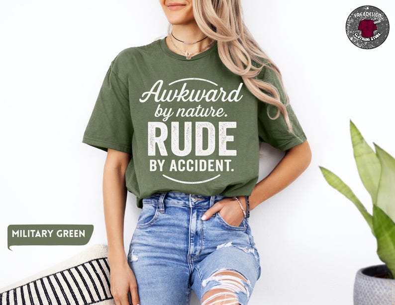Awkward by Nature Rude by Accident T-shirt, Funny Introvert Gift ...