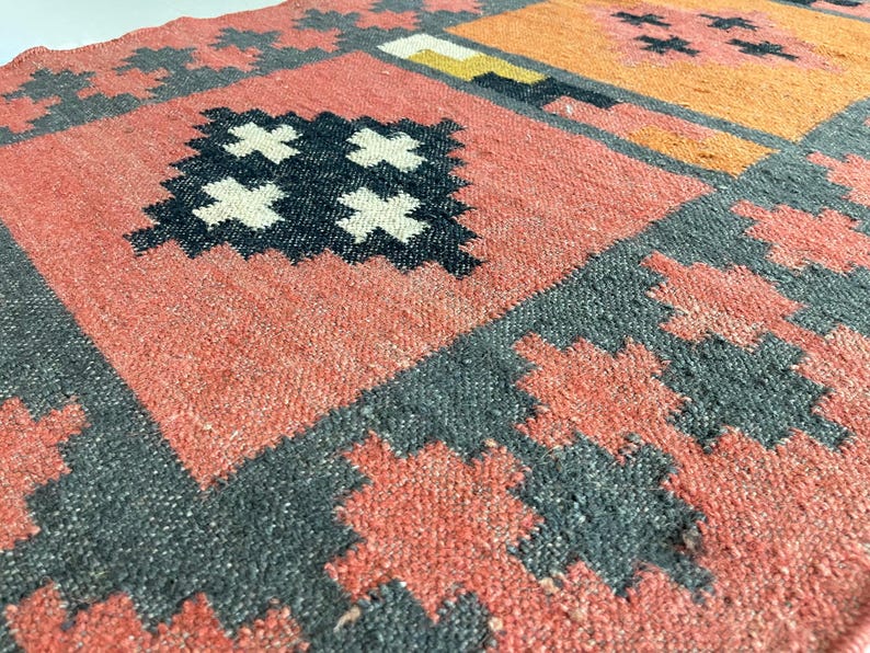 Kilim Stair Runner - Vintage Rustic Home Decor, Handmade Large Jute ...