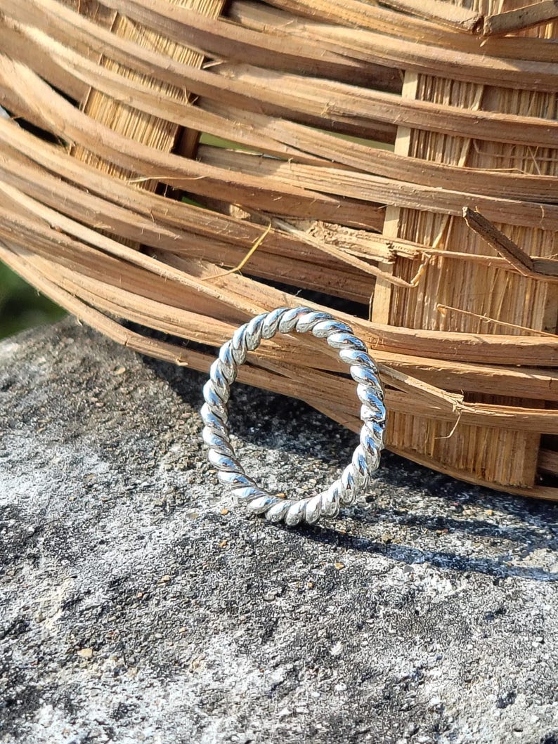 Handmade Sterling Silver Rope Ring: Twisted Stacking Band, Christmas ...