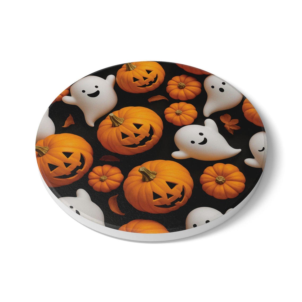 Halloween Ceramic Coaster, Ghost & Pumpkin Drink Coasters, Spooky Home ...