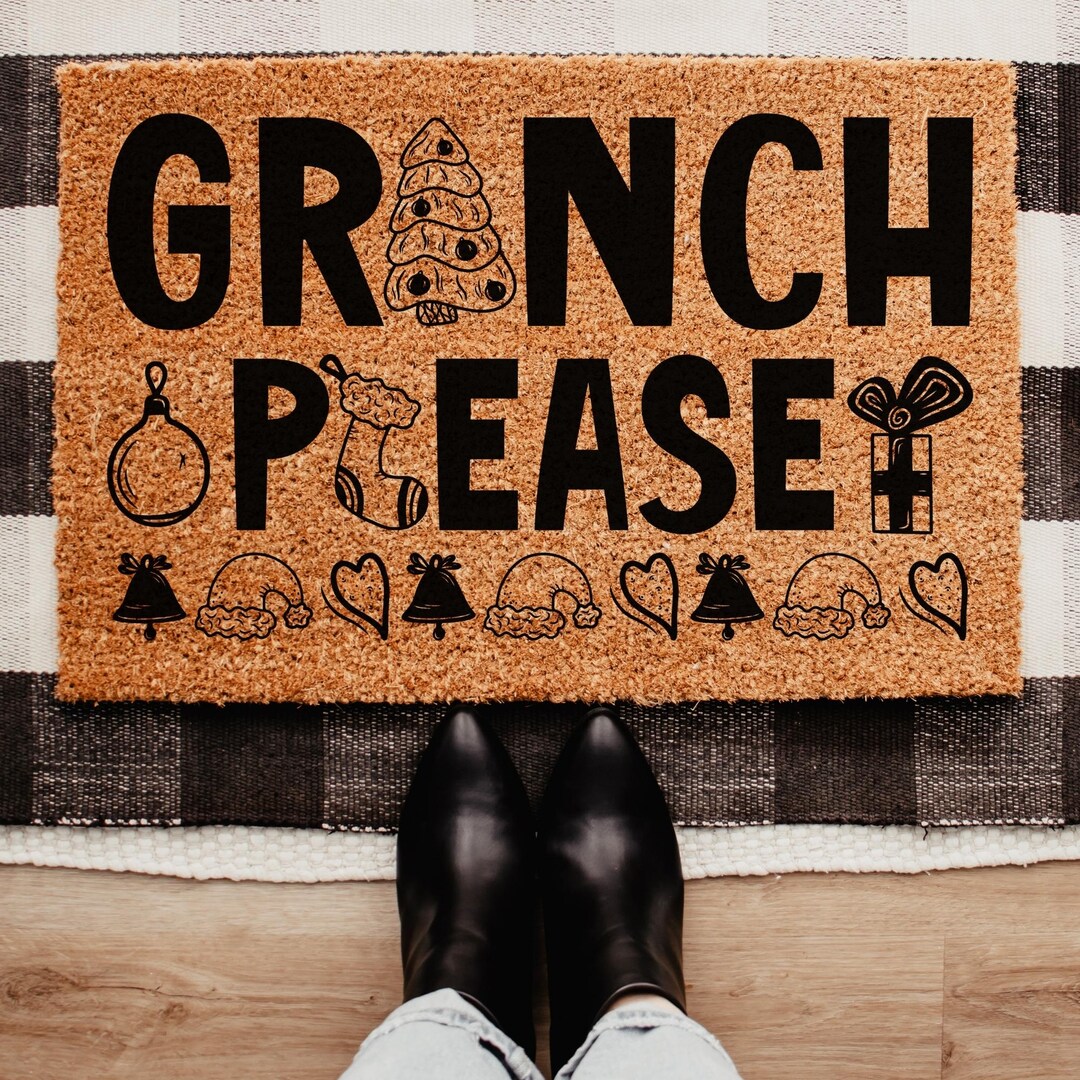 Grinch Please Funny Christmas Doormat: Festive Holiday Decor - Etsy