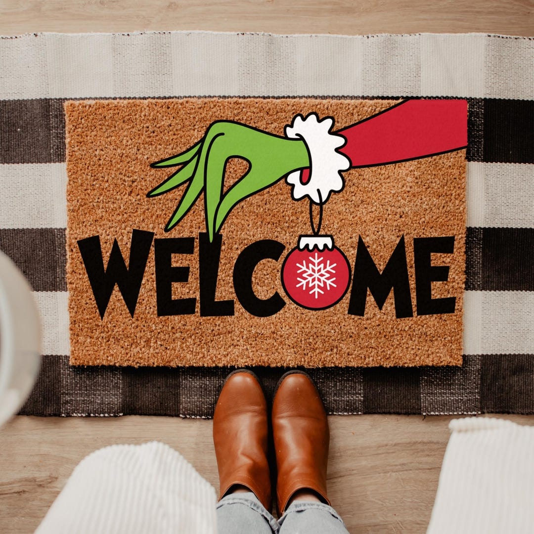 Christmas Grinchmas Welcome Mat, Funny Christmas Doormat, Grinchmas ...