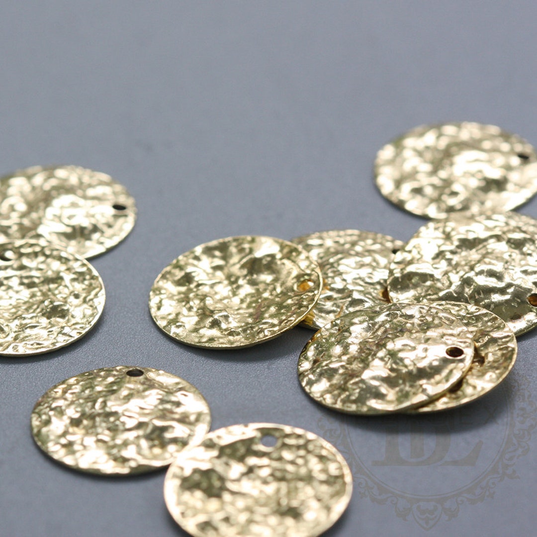 30 Pieces / Round / Textured / Hammered / Disc / Disk / Coin / Raw ...