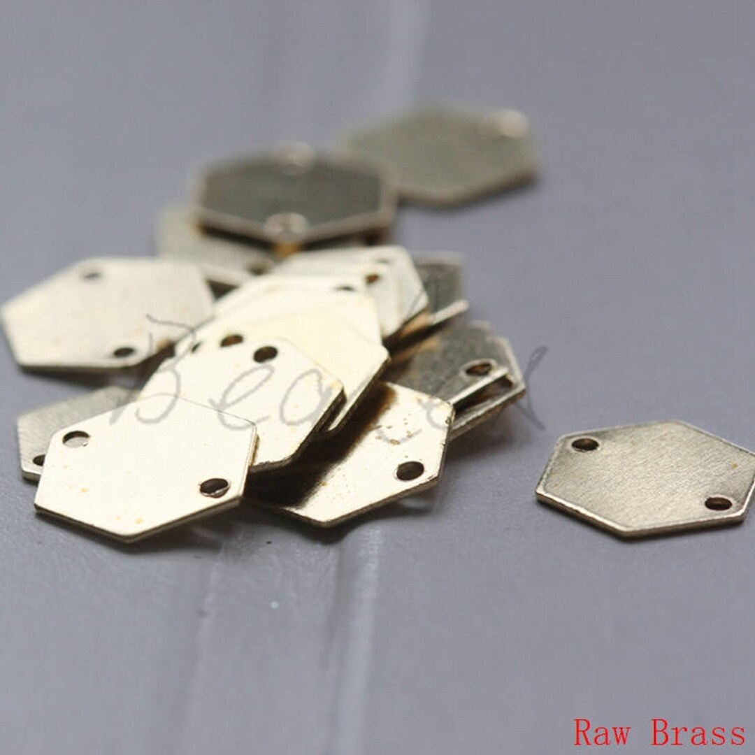 60 Pieces / Raw Brass / Brass Base / Charm / Honeycomb / Hexagons ...