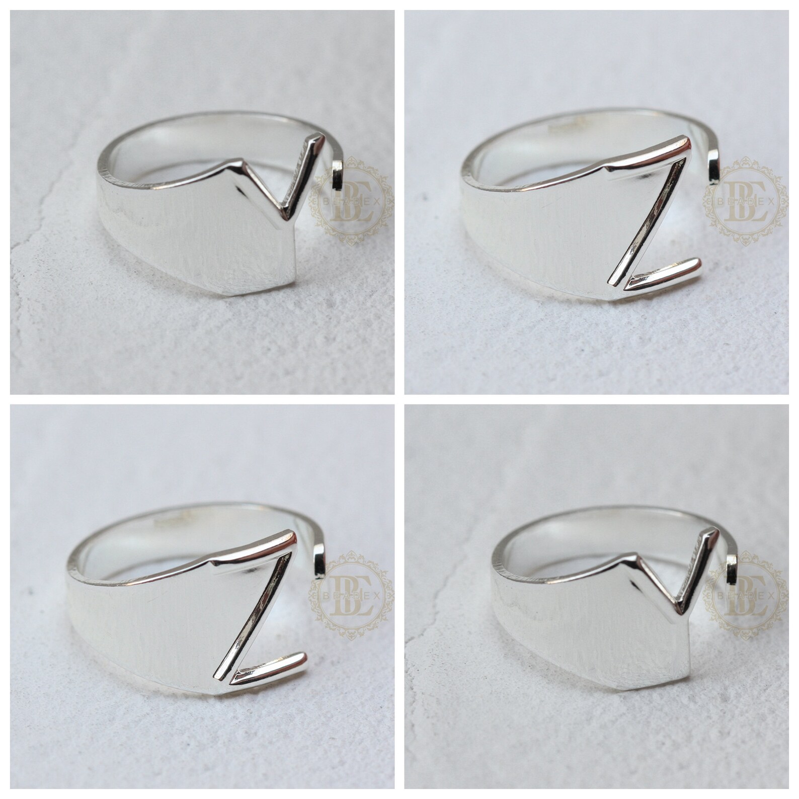 Silver Plated Solid Brass Letter Ring Base Finger Ring - Etsy