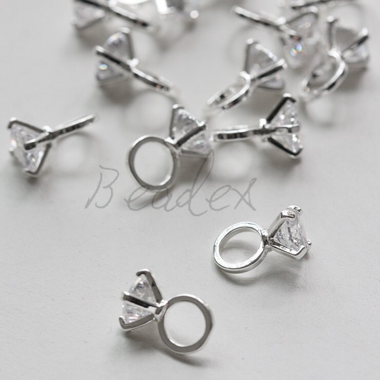 One Piece / Mini Ring With Rhinestone / Silver Plated / Real One Piece / Mini Ring With Rhinestone / Silver Plated / Real