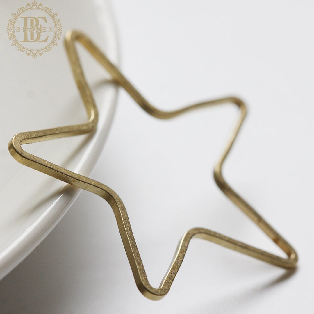 10 Pieces / Raw Brass / Brass Base / Star Ring / Link / No Hole (C4409 ...