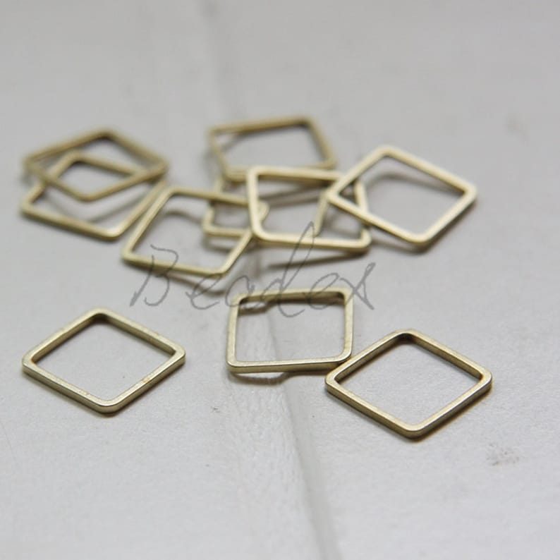 40 Pieces / Raw Brass / Brass Base / Square / Ring / Link 12mm (C3295 ...