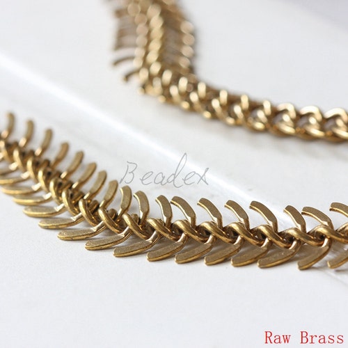 One Foot Oxidized Brass Chain-fish Bone 10-11mm CP110 - Etsy