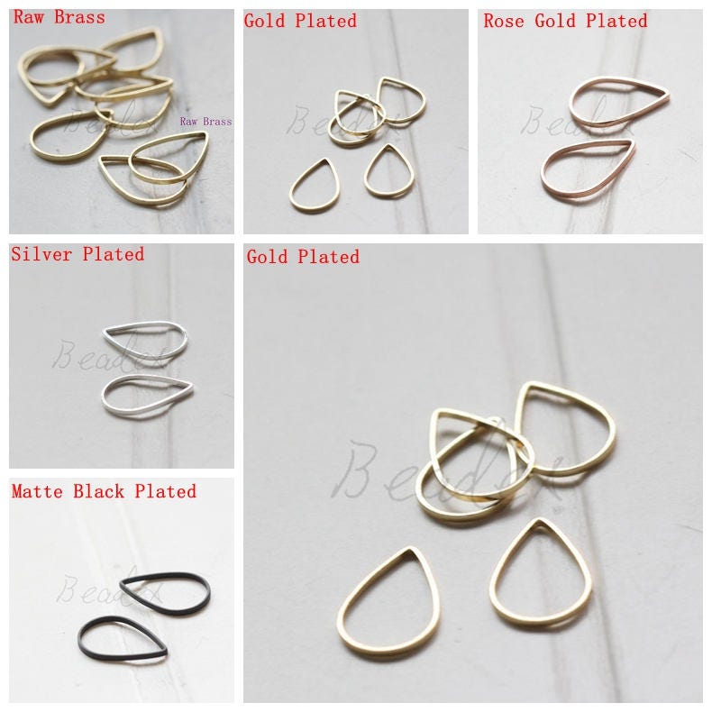 Brass Base / Finding / Tear Drop / Bead Frame 11x16mm - Etsy