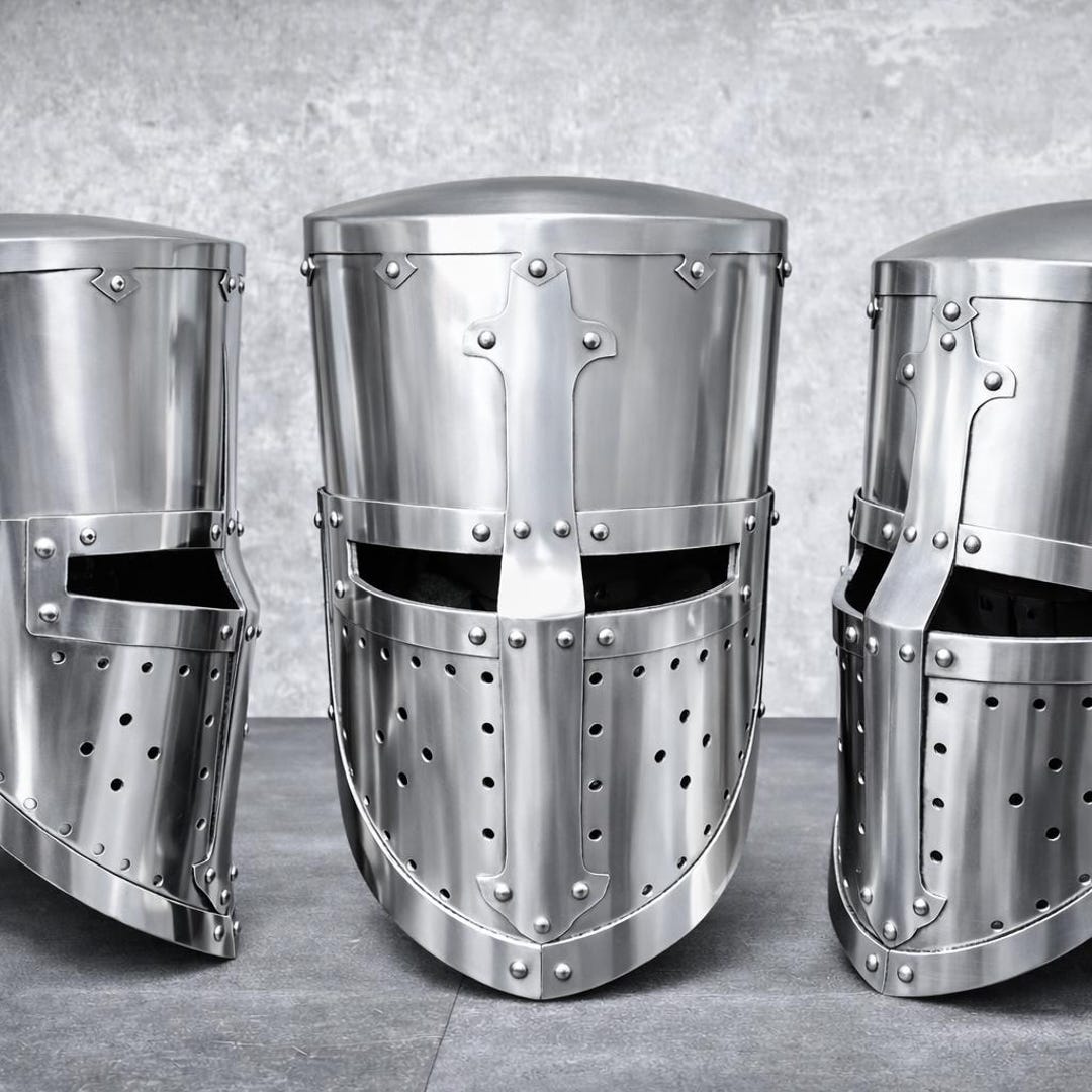 Medieval Great Helm – Hand Forged Steel Helmet | Knight Crusader Helmet ...