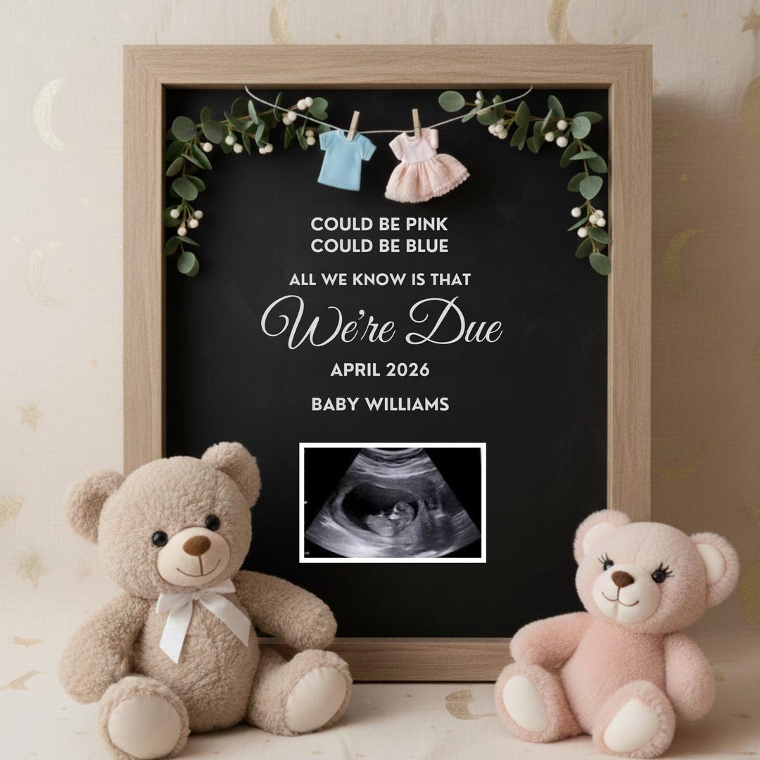 Pregnancy Announcement Template,neutral Gender Baby Announcement, Could ...