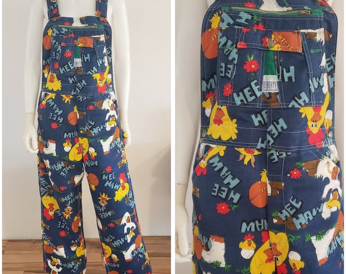 Vintage MINT 70s 1970's Liberty Hee Haw Heehaw Novelty Print Denim ...
