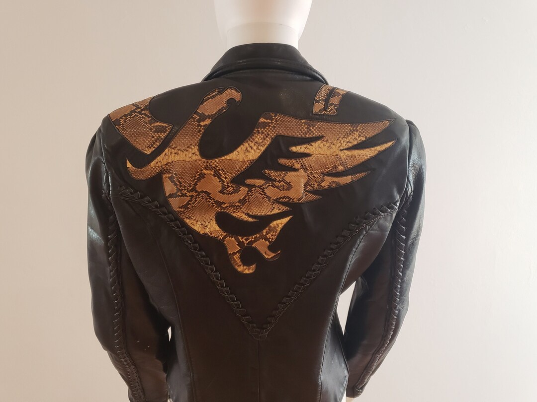 SALE RARE Vintage 80s 1980's Black Gypsy Leather Motorcycle Jacket Coat ...