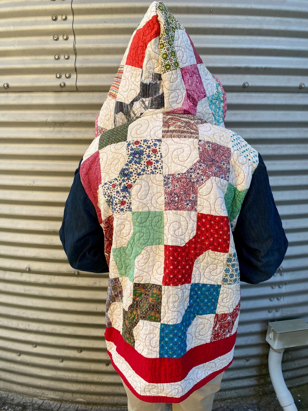 Vintage Quilt Hoodie Coat Hoodies Pockets Antique Quilts Size Large ...