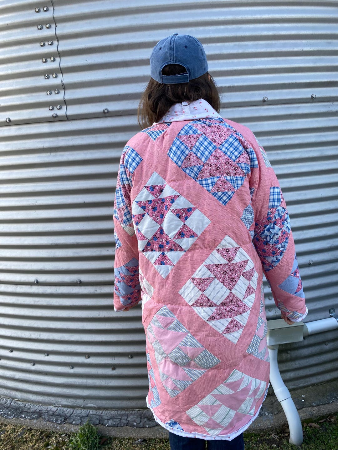 Pink Blue Quilt Coat Jacket Vintage Antique Quilts Duster Car Coat ...