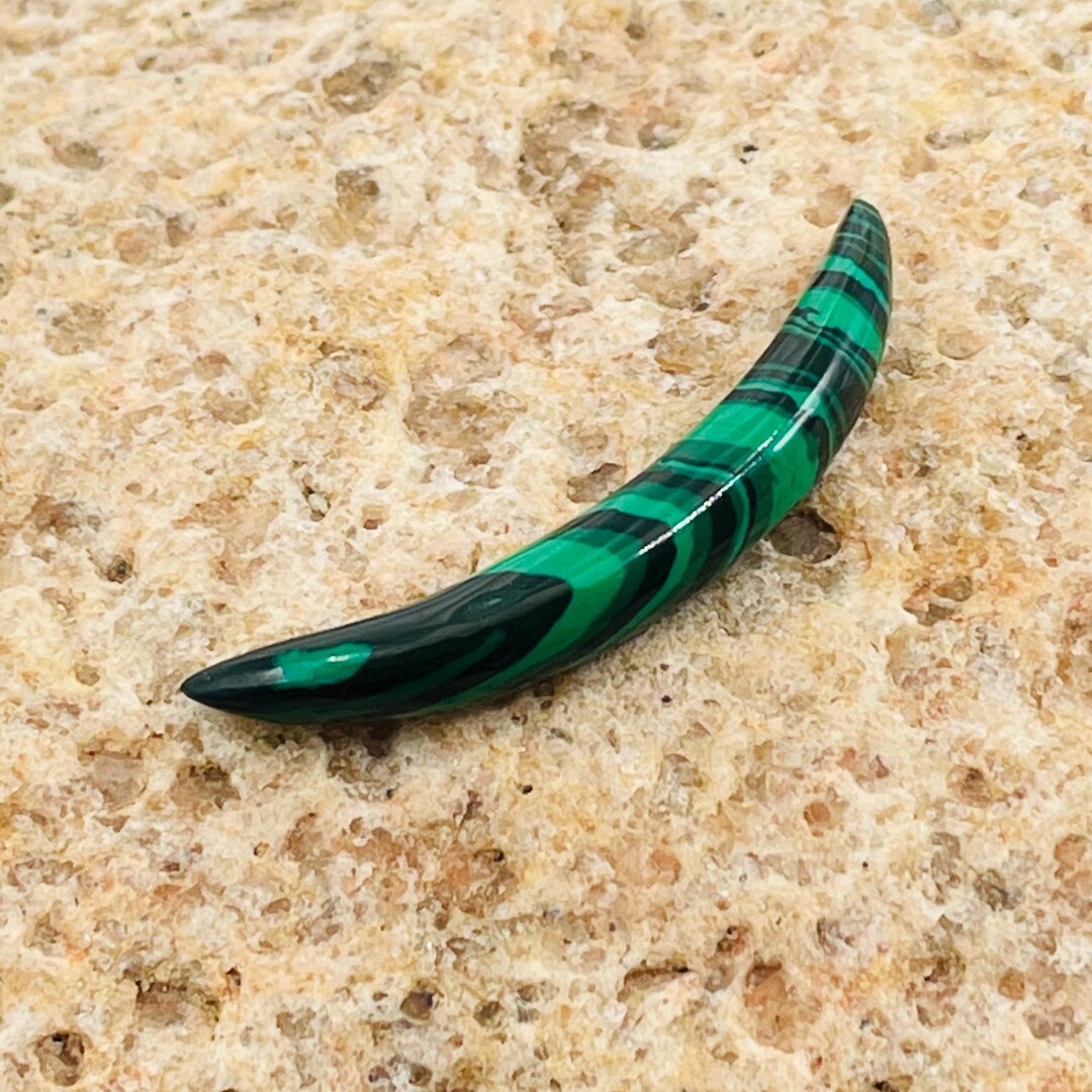 Malachite Gemstone CURVED Tusk, Tribal Piercing Jewelry, Handmade Size ...