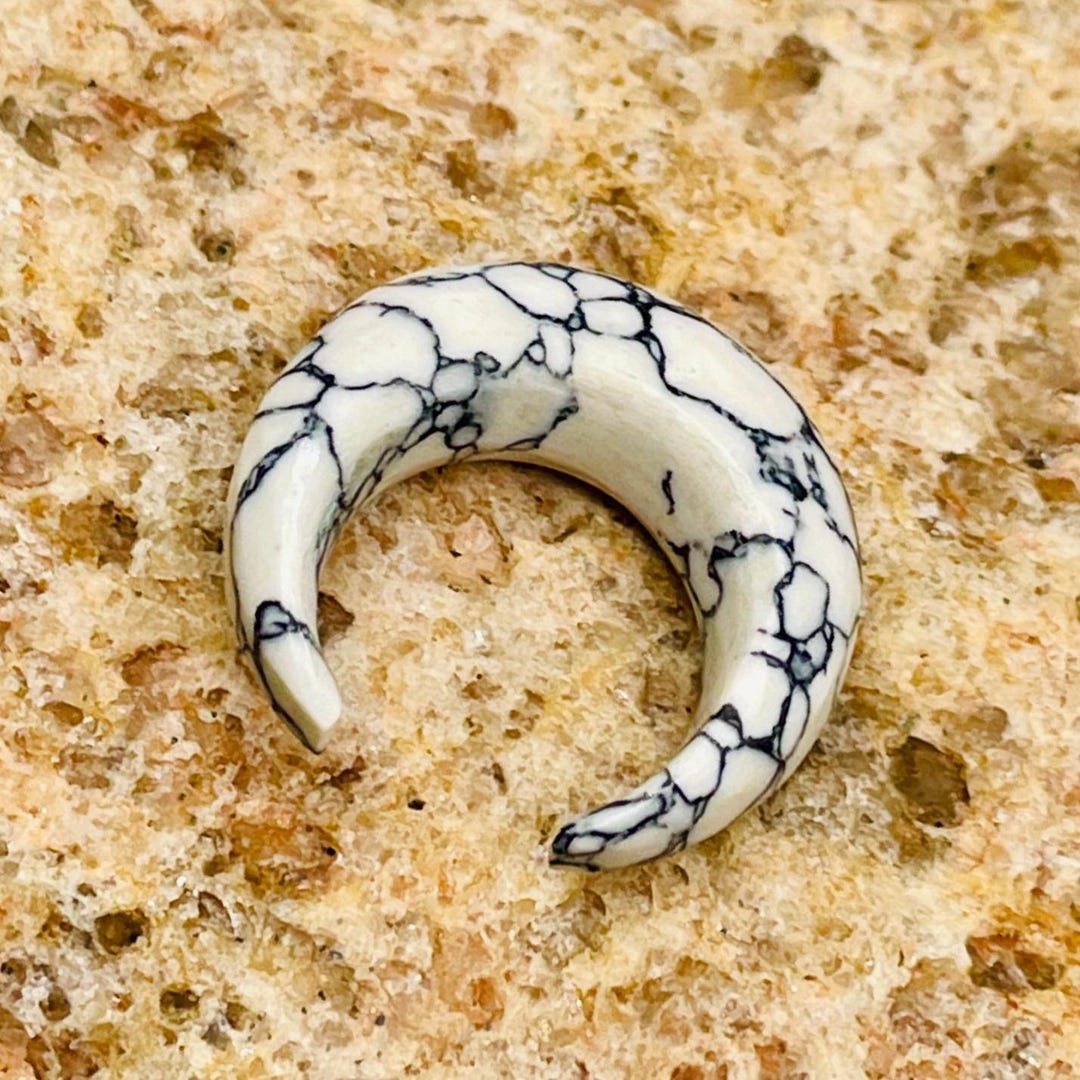 Howlite Gemstone Septum Pincher Tribal Piercing, Tusk Jewelry, Handmade ...