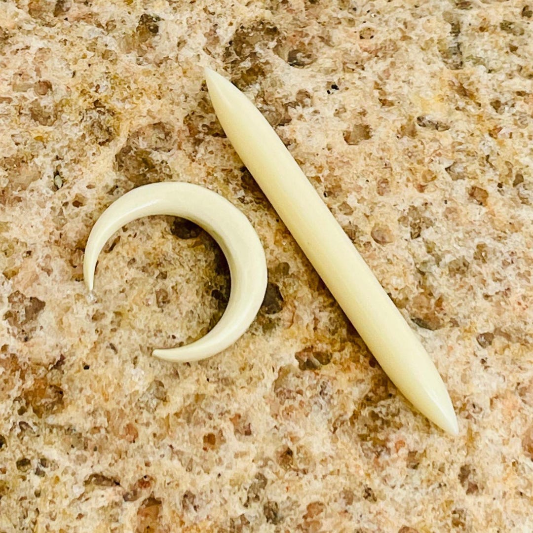 Pair of Synthetic Bone Septum & Tusk, Tribal Piercing Jewelry, Handmade ...