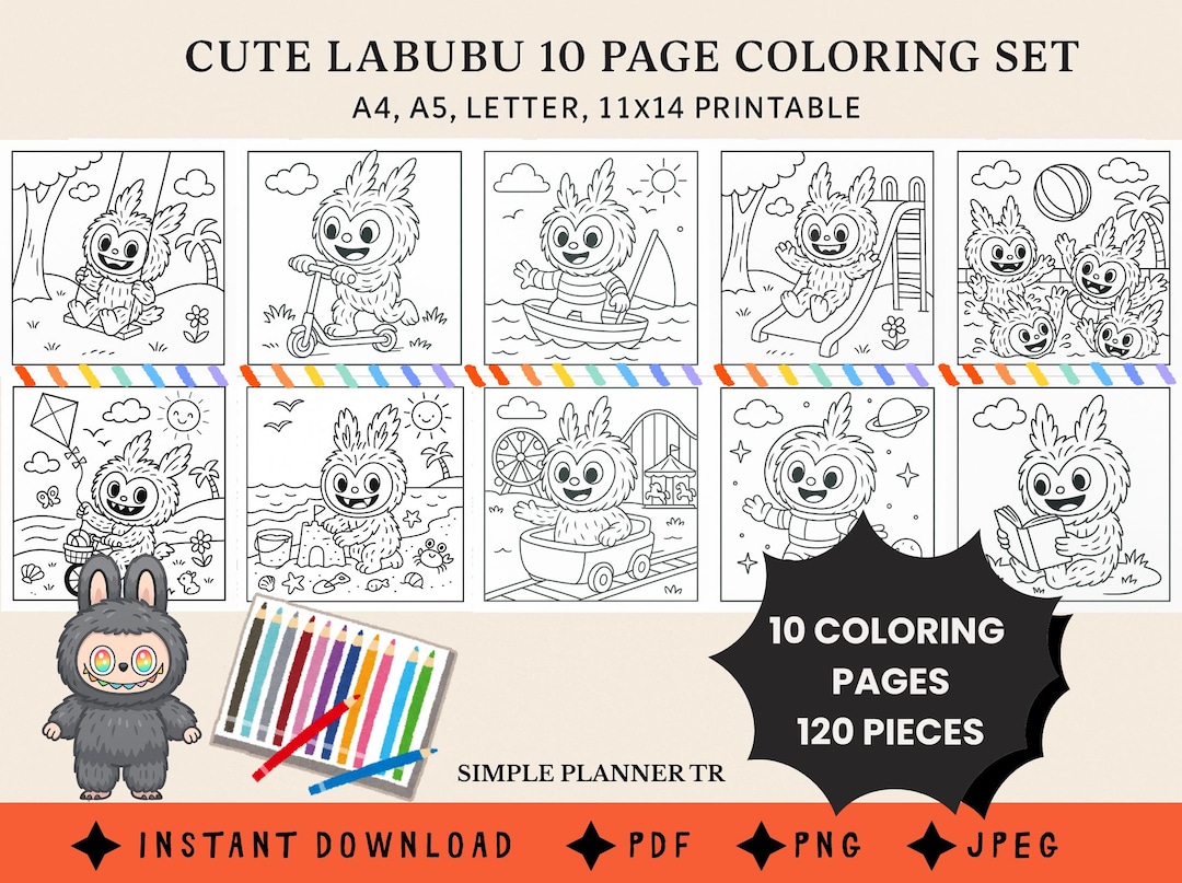 Labubu Coloring Pages | Kids Room Wall Art (digital Download) - Etsy ...