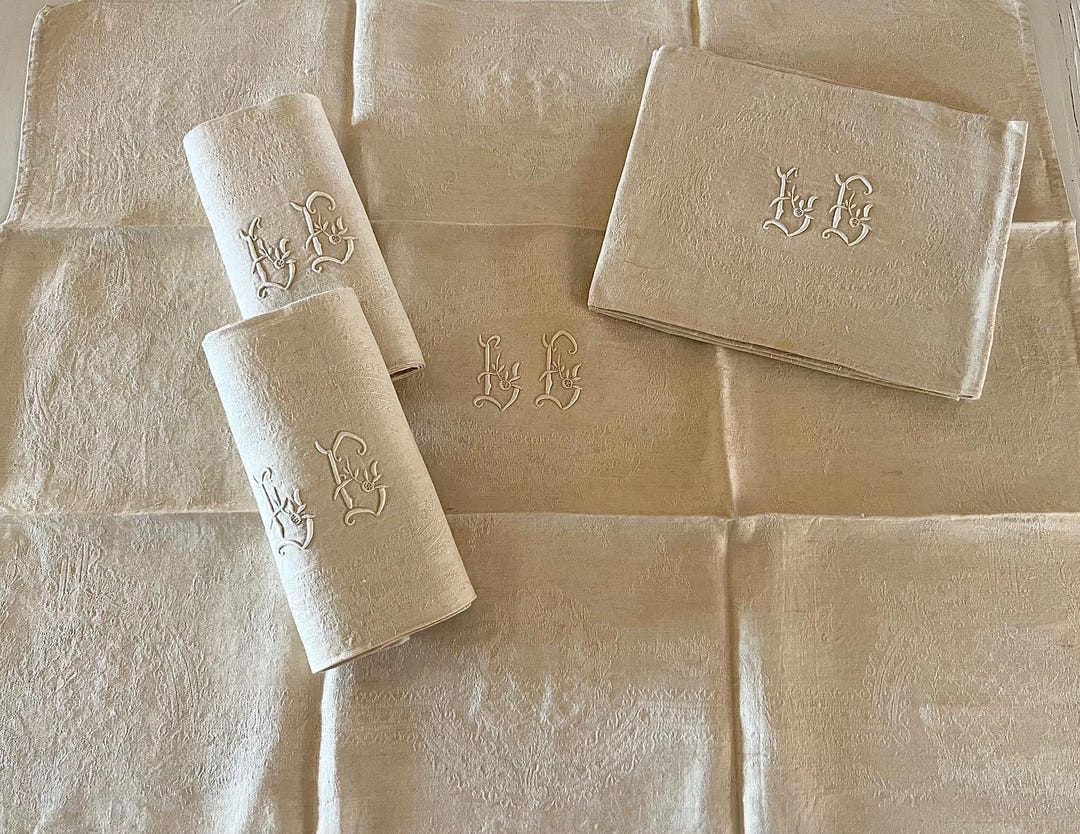 French Serviettes Set/6 Monogrammed L E - Etsy Canada