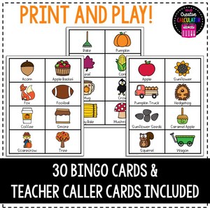 Fall Bingo - Autumn Bingo - 30 Unique Bingo Cards - Classroom Games - Etsy