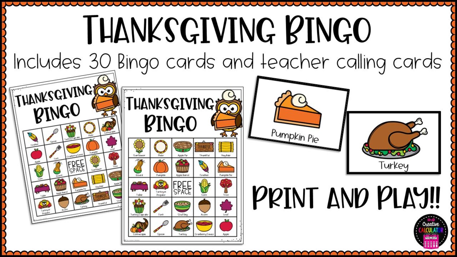 Thanksgiving Bingo - 30 Unique Bingo Cards - Classroom Games - Etsy