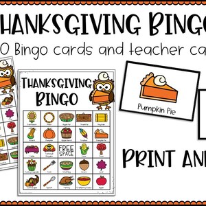 Thanksgiving Bingo - 30 Unique Bingo Cards - Classroom Games - Etsy
