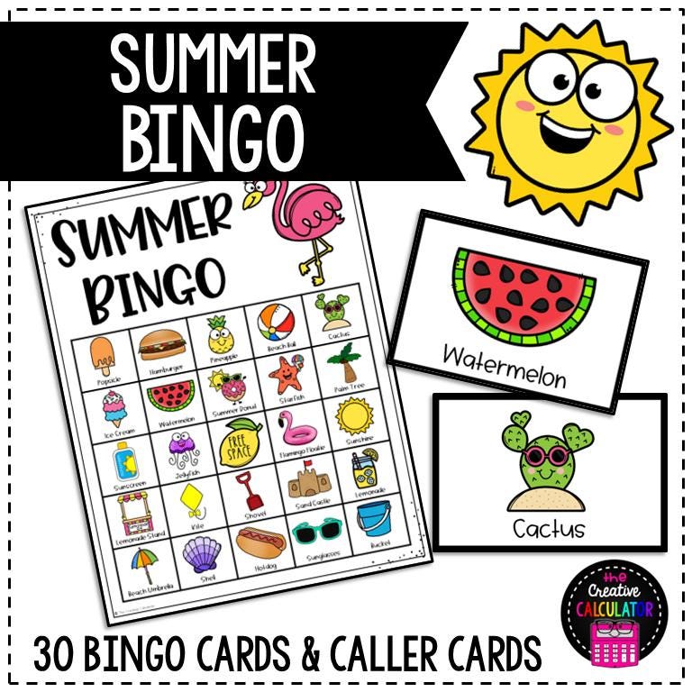 Summer Bingo - 30 Unique Bingo Cards - Classroom Games - Etsy