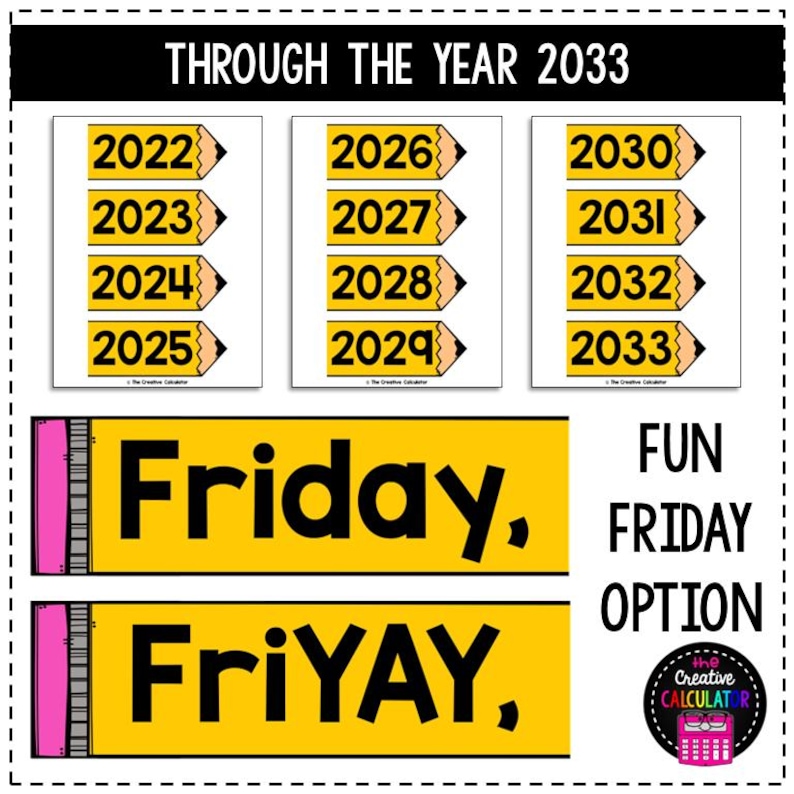 Pencil Flip Calendar - Perpetual Calendar - Back to School - Etsy