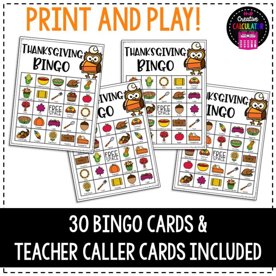 Thanksgiving Bingo - 30 Unique Bingo Cards - Classroom Games - Etsy