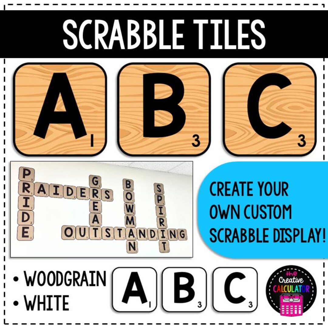 Scrabble Tile Bulletin Board Letters - Printable - Scrabble Tile ...