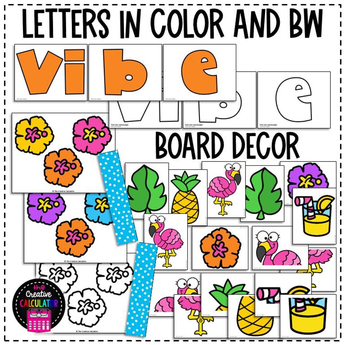 Aloha Summer Flamingos Luau Bulletin Board or Door Decor - Summer ...