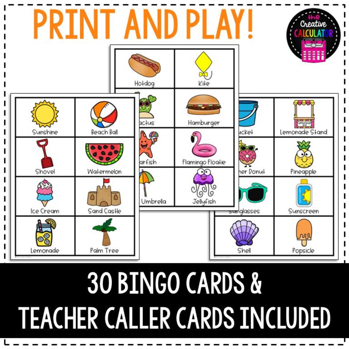 Summer Bingo - 30 Unique Bingo Cards - Classroom Games - Etsy