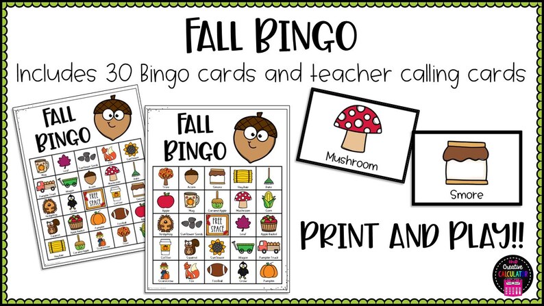Fall Bingo - Autumn Bingo - 30 Unique Bingo Cards - Classroom Games - Etsy