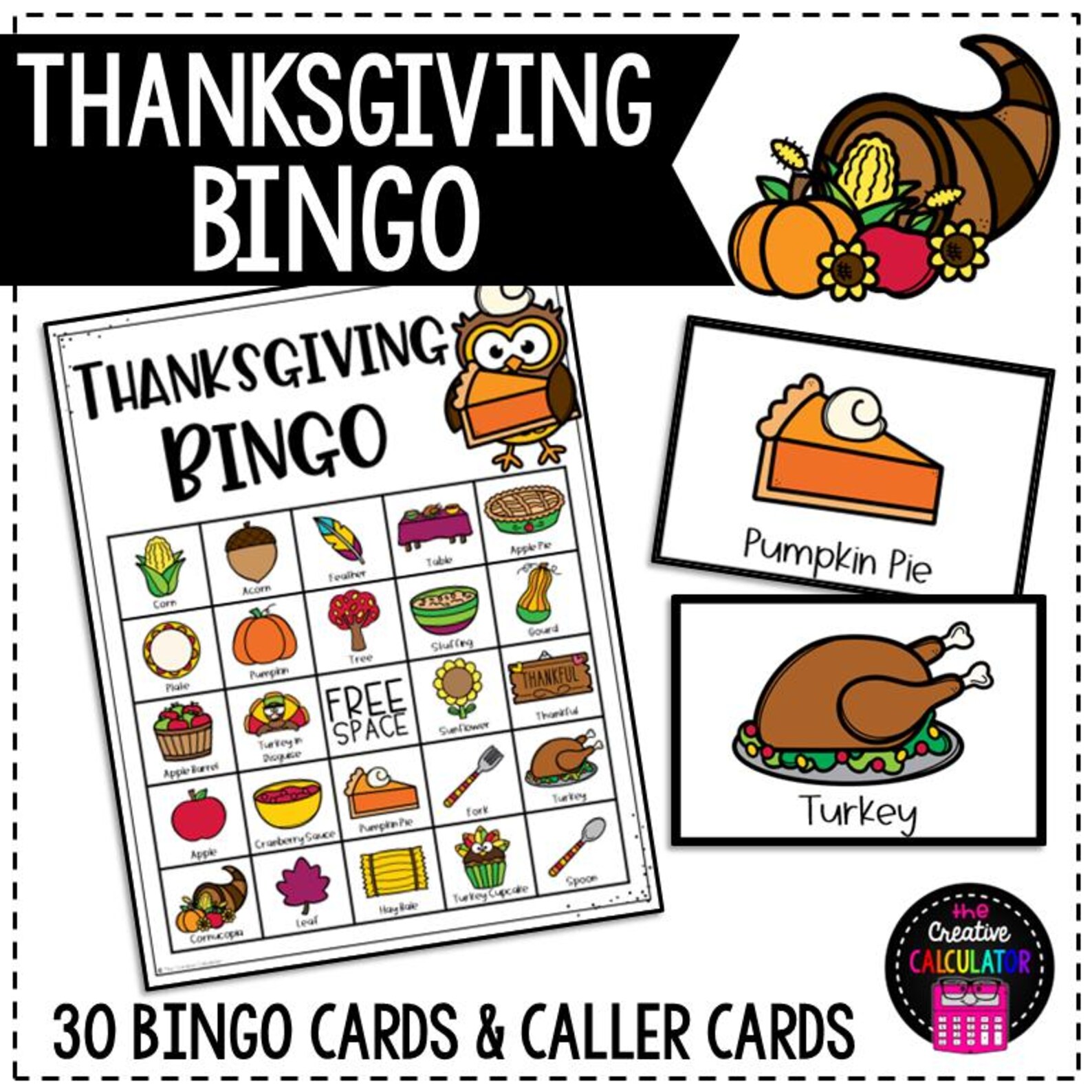 Thanksgiving Bingo - 30 Unique Bingo Cards - Classroom Games - Etsy