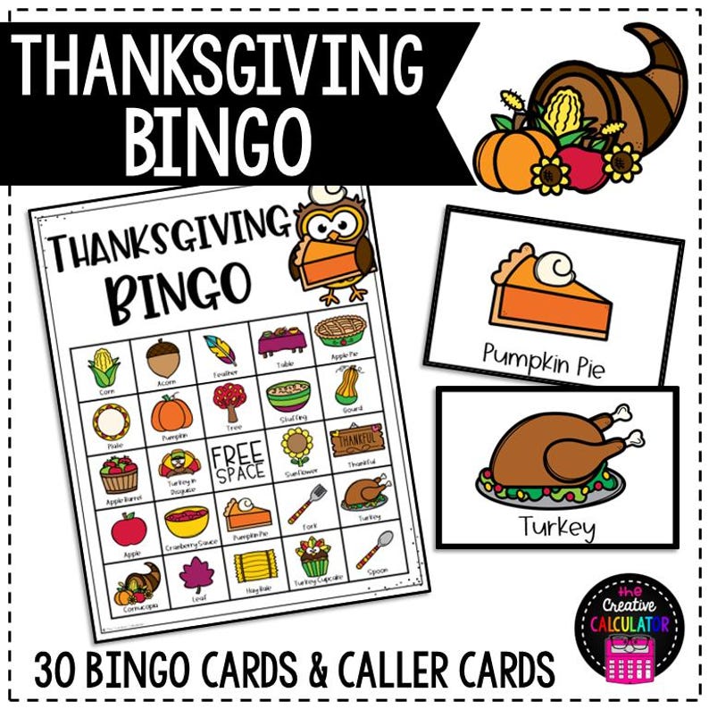Thanksgiving Bingo - 30 Unique Bingo Cards - Classroom Games - Etsy